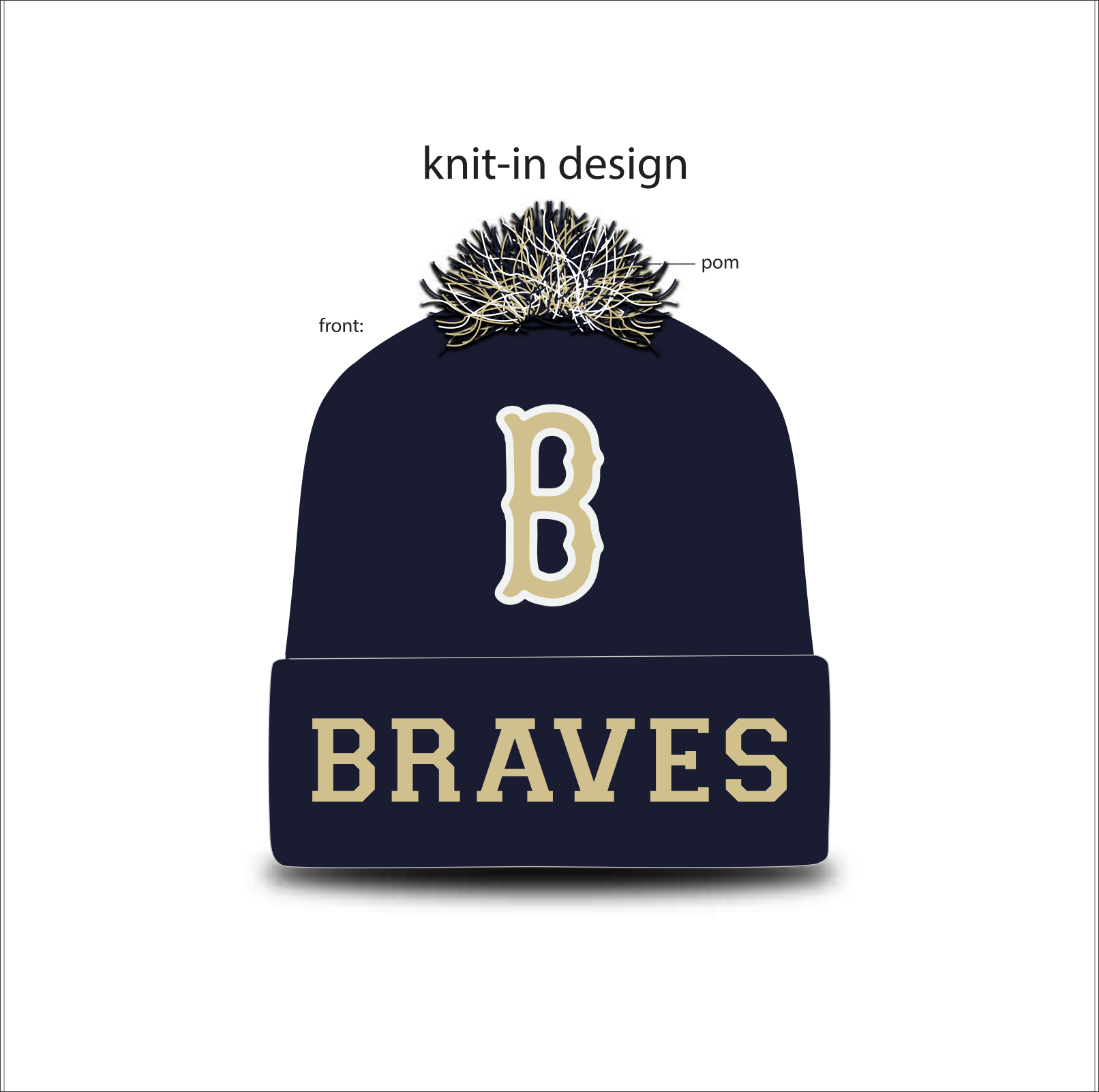 Braves Knit Beanie W/Pom - Bagger Sports