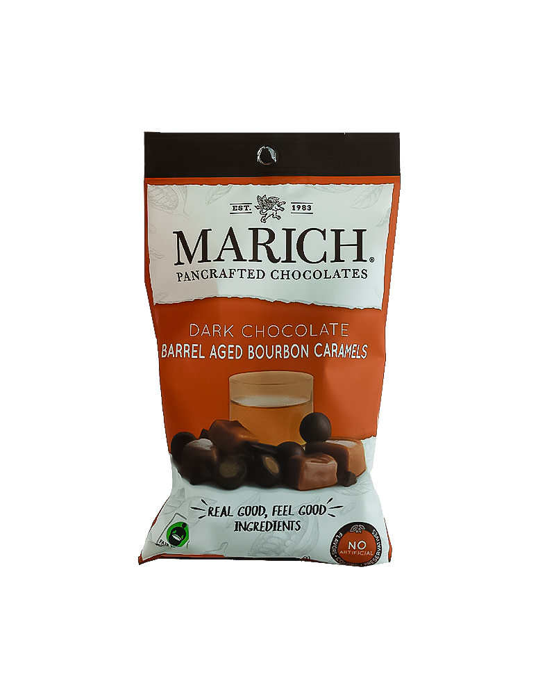 Marich Dark Chocolate Barrel Aged Bourbon Caramels 2oz Bag, Hollister ...