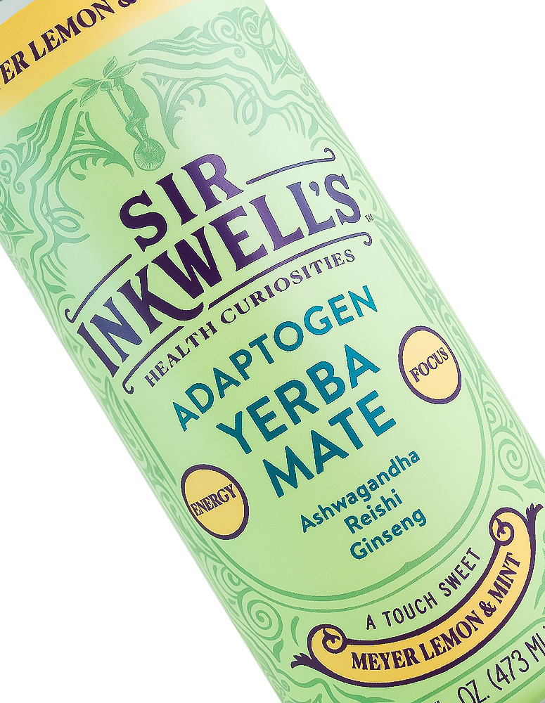 Sir Inkwell's Yerba Mate "Meyer Lemon & Mint" Adaptogen 16oz Can, Manhattan Beach, California ...