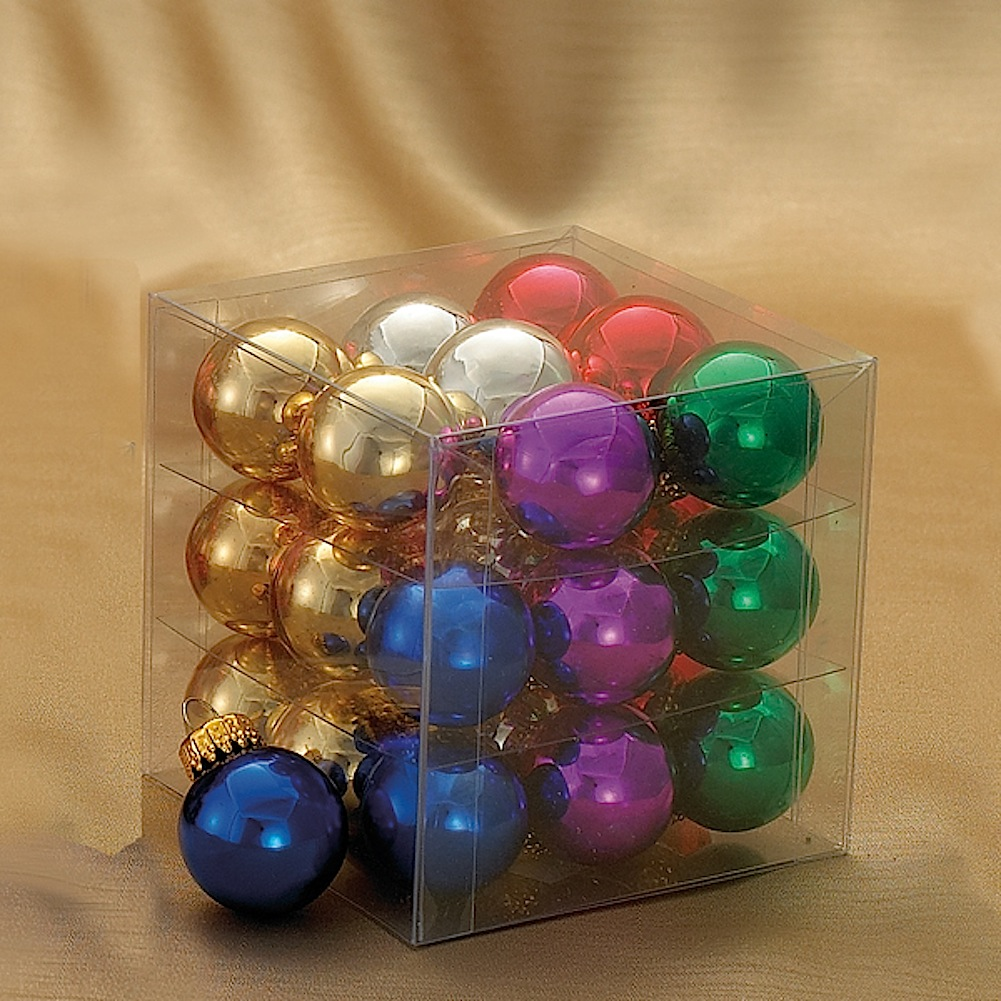 Kurt Adler Mini Glass Balls Christmas Ornaments 25MM Set 27 Multi Color ...