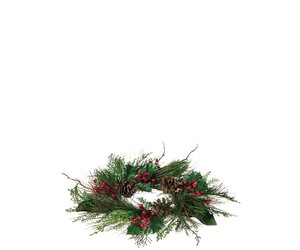 Mixed Sugar Pine/Red Berries Candle Ring 6.5" - Davis Designs