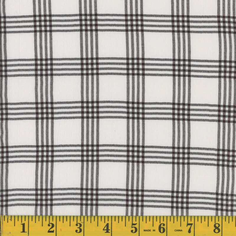 Mook Fabrics Yard of Crepon Check EK, 12032- Black #1 Fabric - Traditions Clothing & Gift Shop