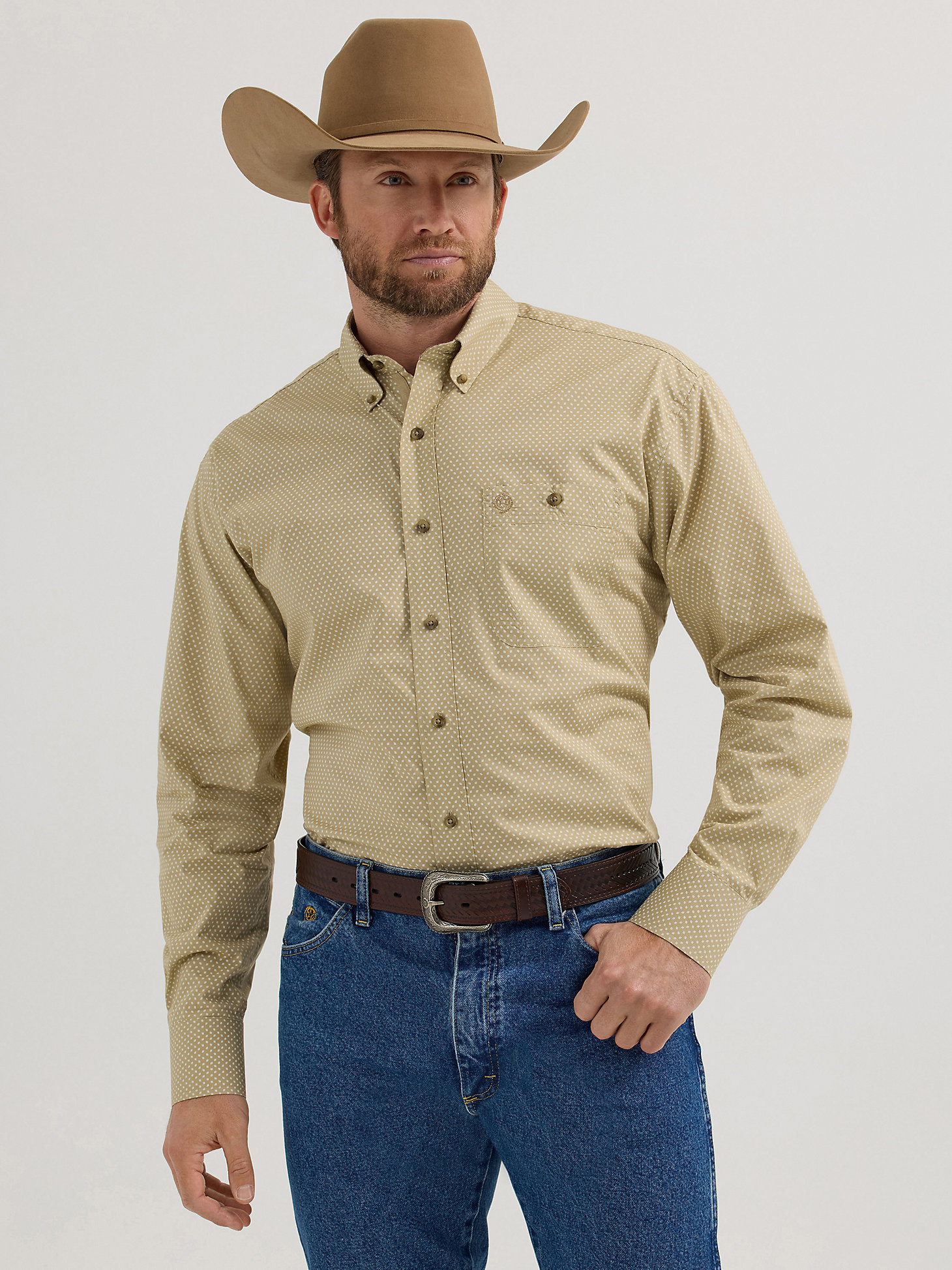 Wrangler Men's George Strait Long-Sleeve Button Down One Pocket Shirt ...