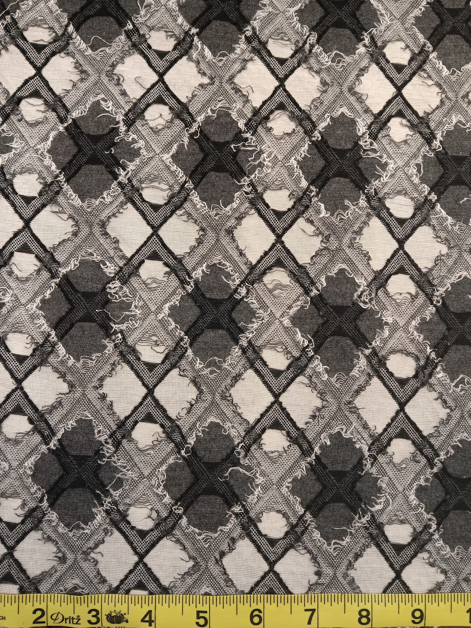 Southwest Fabrics Yard of Black/Gray Diamond Poly Knit Fabric ...