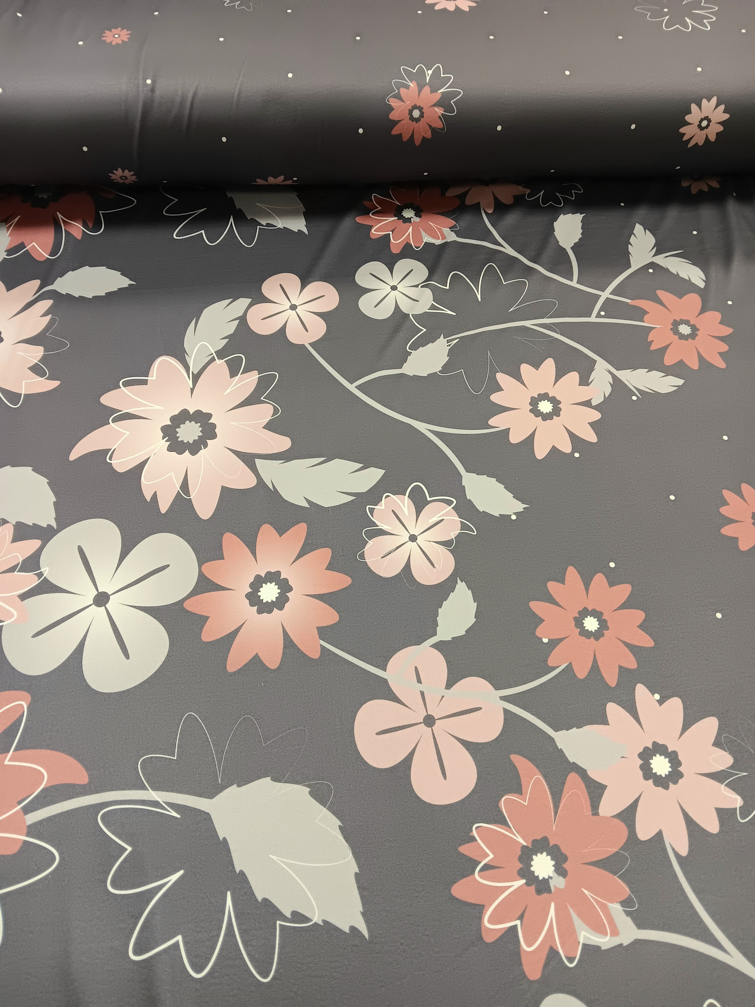 Mook Fabrics Yard of DTY Nina, Charcoal Border Print Fabric ...