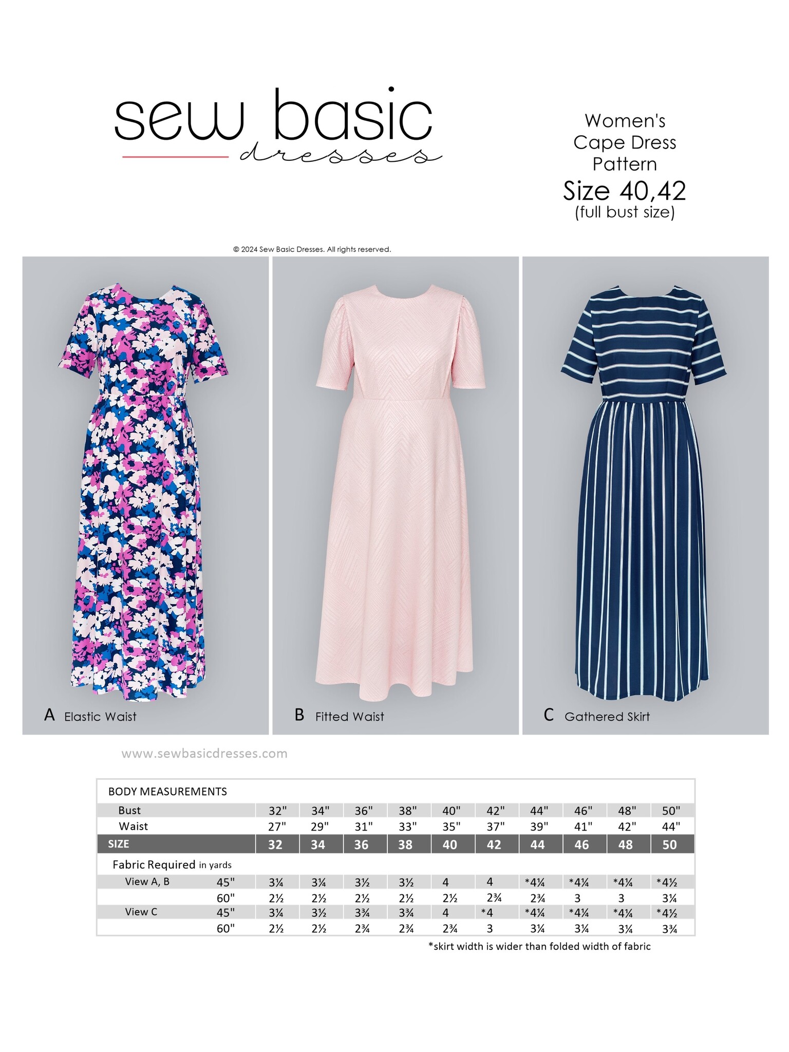 Sew Basic Women's Cape Dress Pattern - Traditions Clothing & Gift Shop