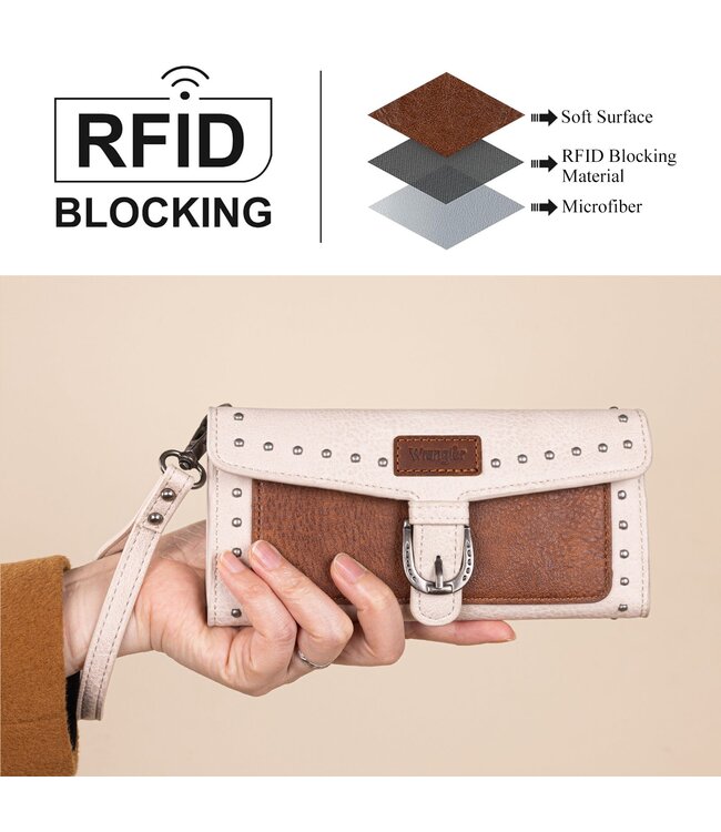 Wrangler Western Tri-Fold RFID Wallet/Wristlet - Traditions Clothing ...