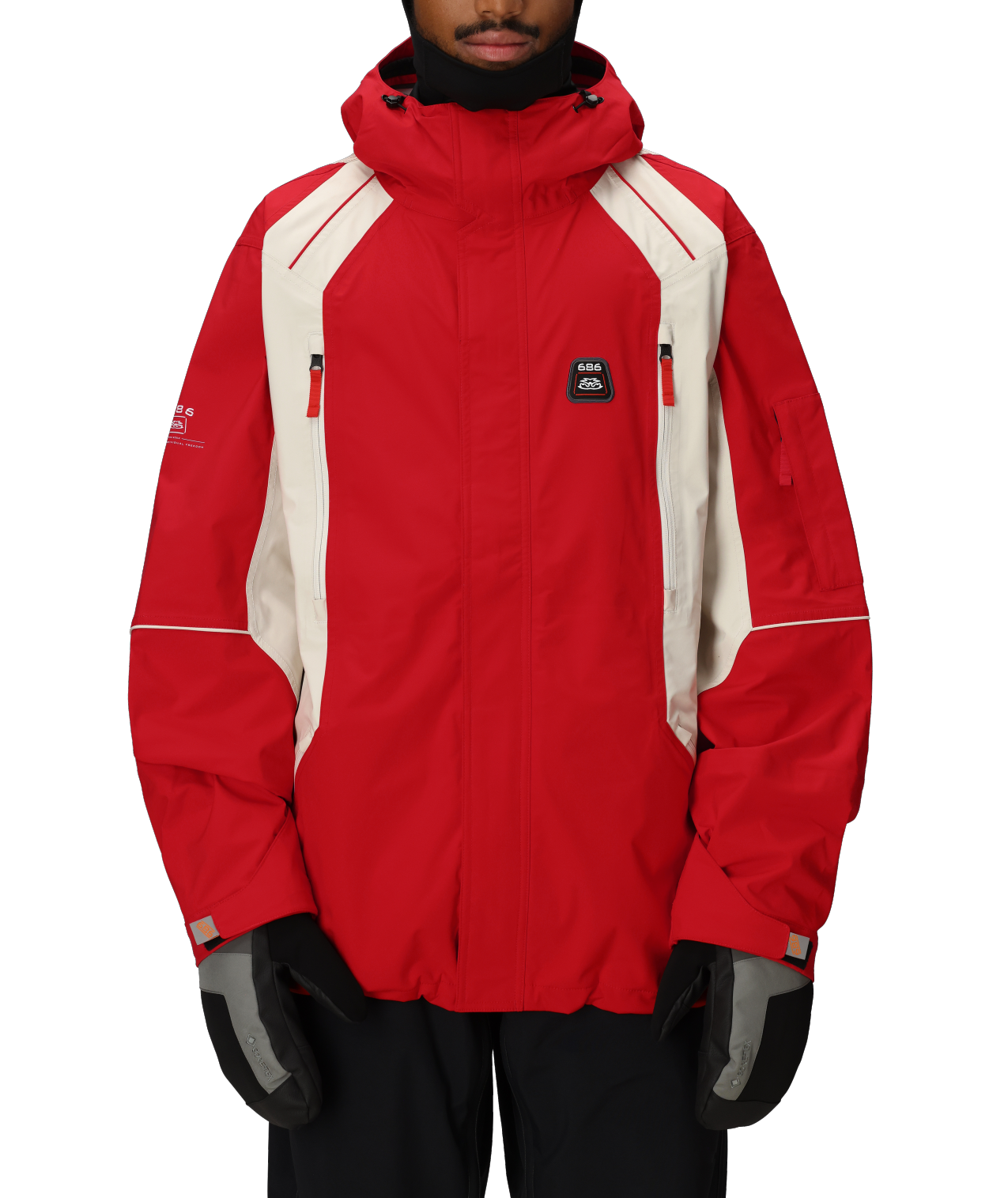686 686 Mens 2002 X3 Shell Jacket (25/26) True Red Colorblock-Trcb