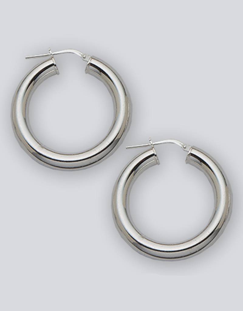 Sterling Silver Round Plain Hoop Earrings 30mm - Simply Sterling
