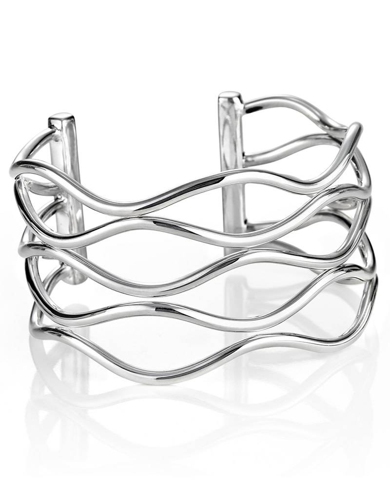 Zina Sterling Silver Wavy Wire Cuff Bracelet - Simply Sterling