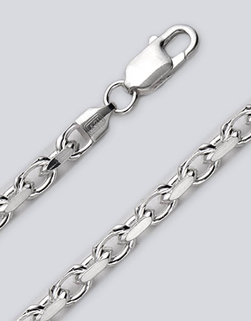 Sterling Silver 4 Sided Cable 180 Chain Necklace - Simply Sterling