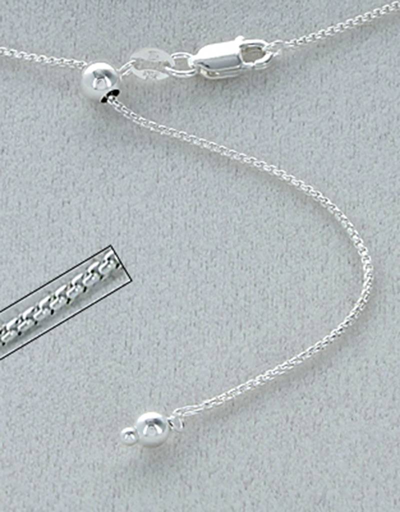 Sterling Silver Adjustable Round Box 060 Chain Necklace 22" - Simply ...