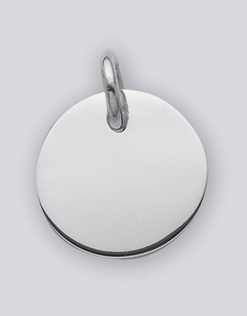 Sterling Silver Round ID Tag 20mm Pendant - Simply Sterling