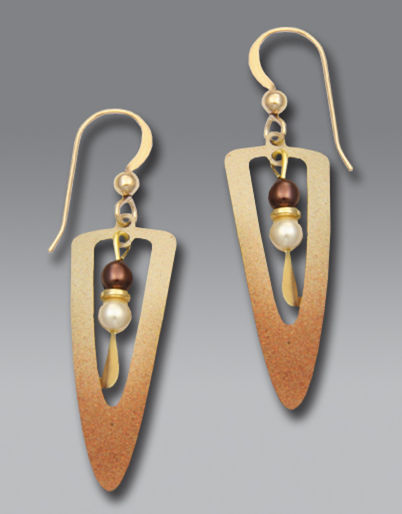 Shaded Bronze Open Long Dagger Earrings with Accent Beads - Simply Sterling