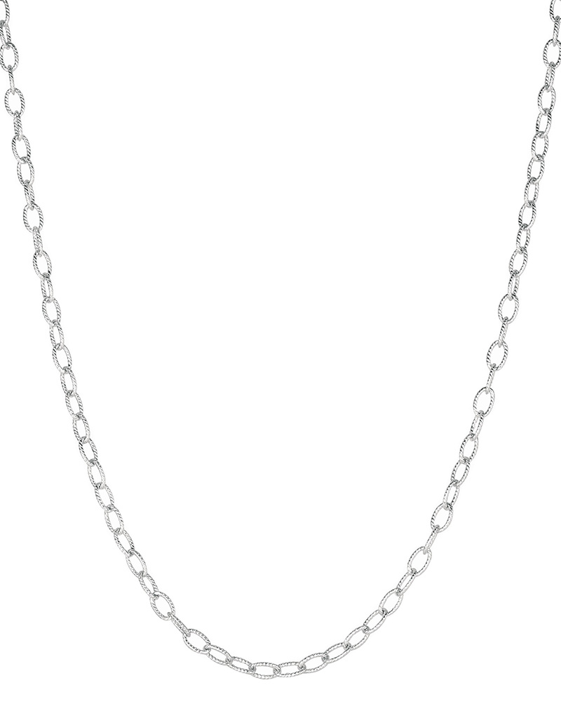 Sterling Silver Oval Rope Link Chain Necklace 18" - Simply Sterling