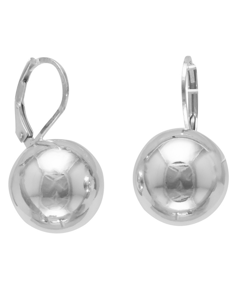 Sterling Silver 14mm Ball Leverback Earrings - Simply Sterling