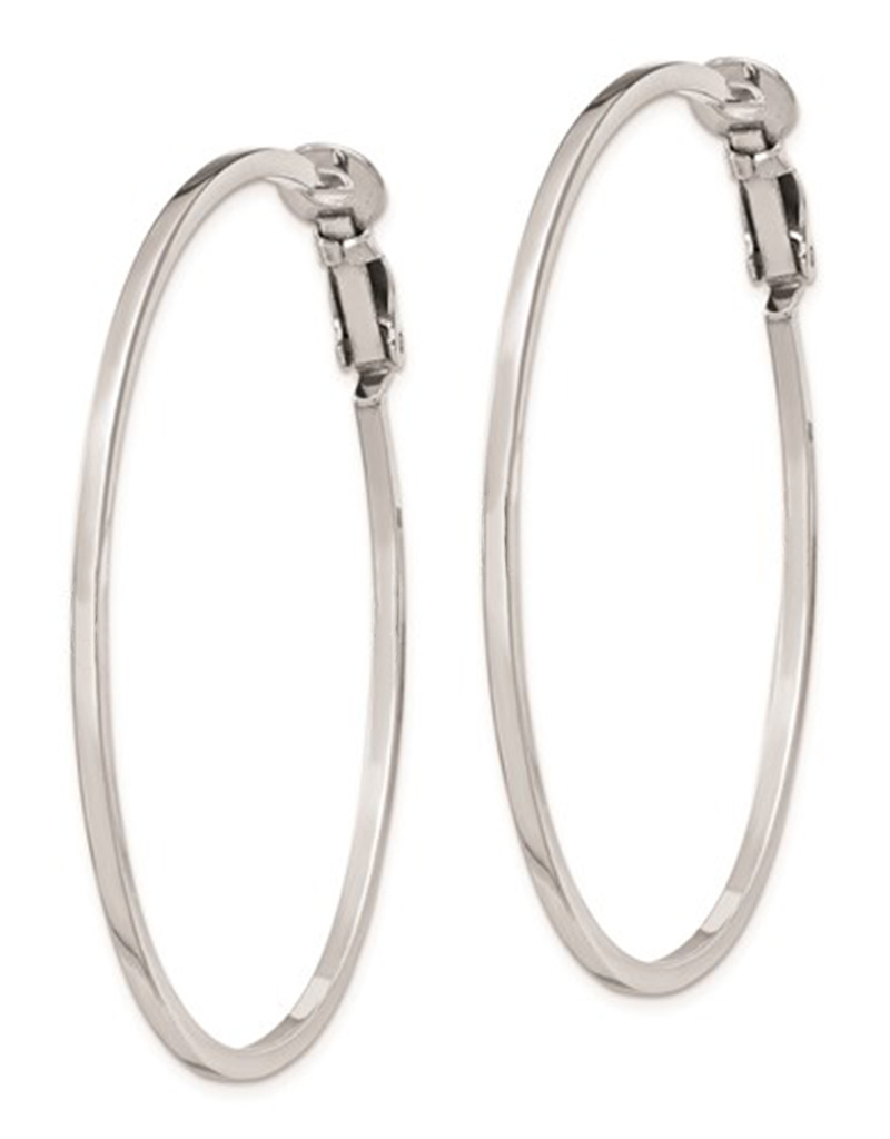 Sterling Silver 51mm Omega Clip Back Hoop Earrings - Simply Sterling