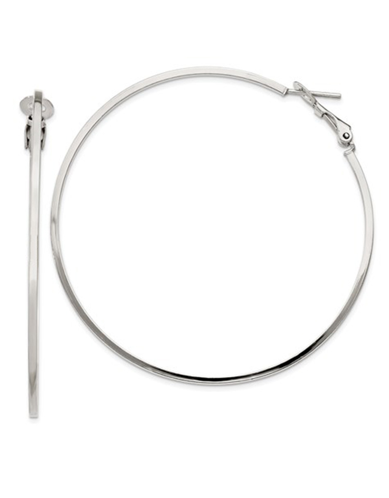 Sterling Silver 62mm Omega Clip Back Hoop Earrings - Simply Sterling