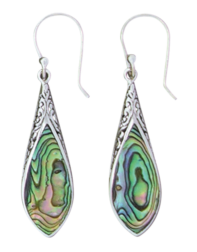 Sterling Silver Abalone Earrings 35mm Simply Sterling