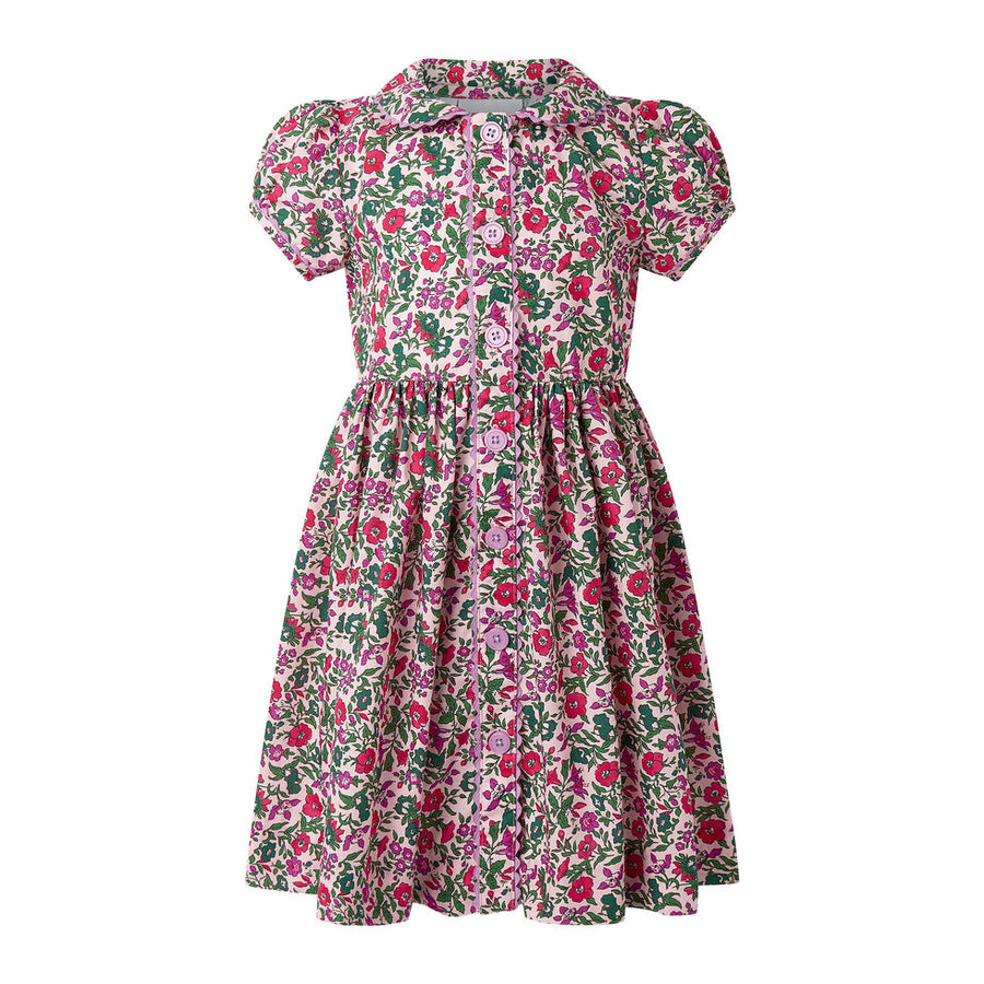 Rachel Riley Pink Floral Button Dress - Covey House Children's Clothier