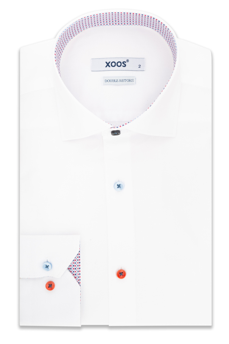 Men's shirt with colorful stitching and matching buttons (Sateen Cotto ...