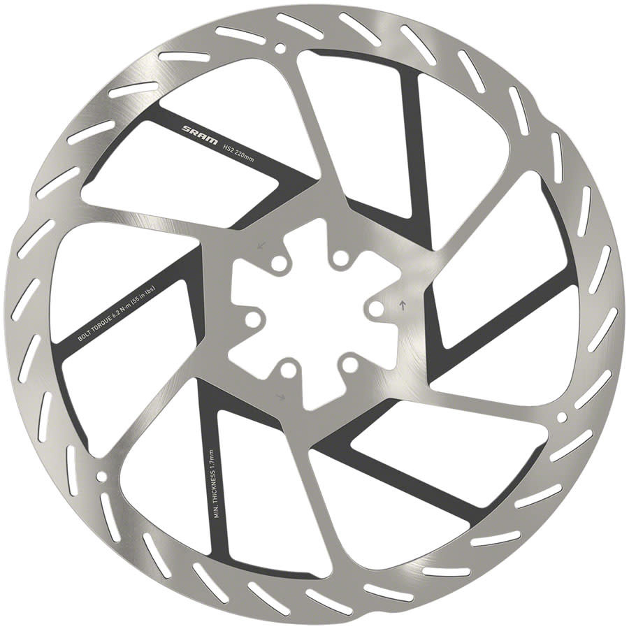 SRAM SRAM HS2 Disc Brake Rotor - 220mm 6-Bolt Rounded Silver/Black ...