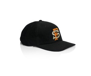 SF Logo Baseball Cap, Embroidered Black Corduroy - San Francisco Mercantile