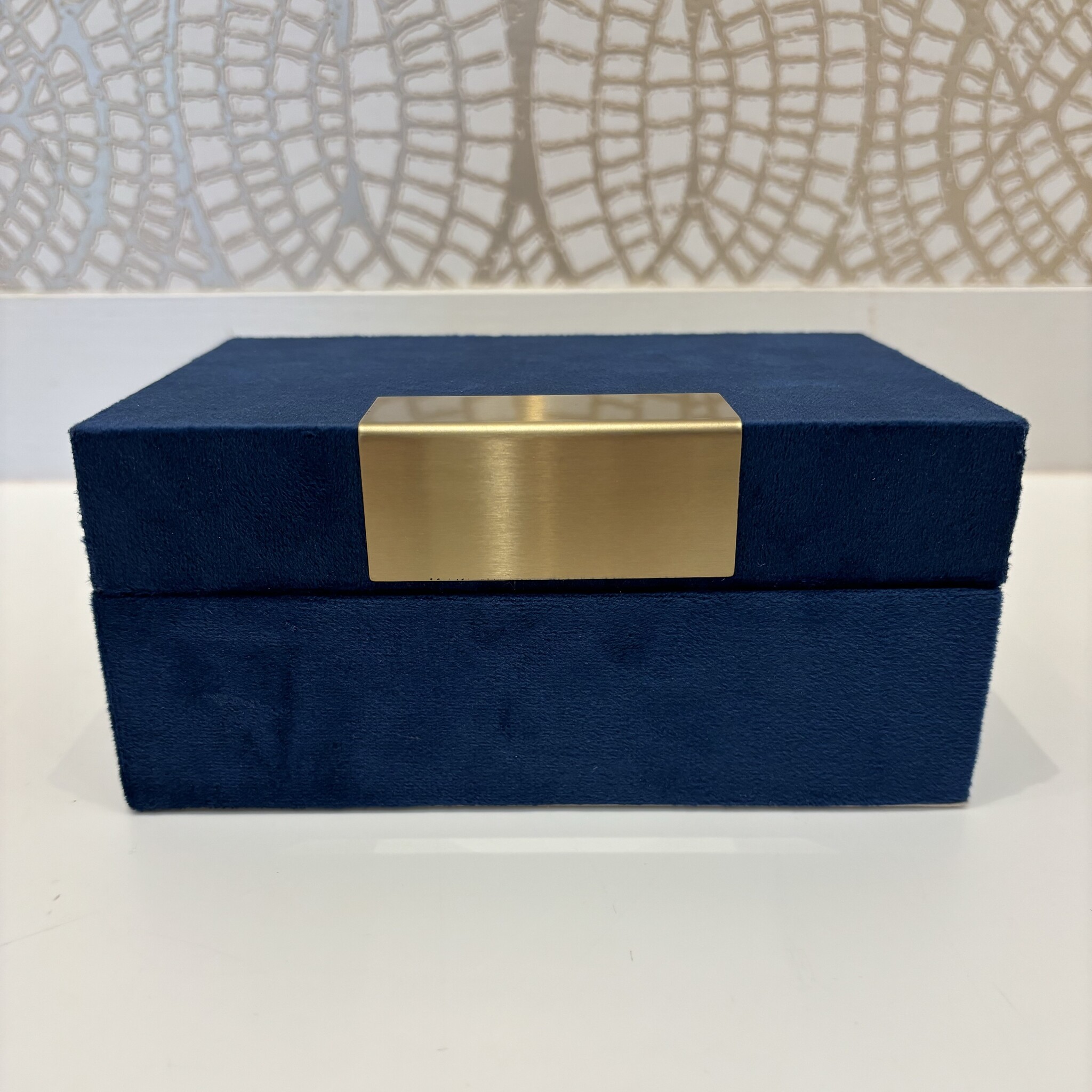 Navy Velvet Box w/ Gold Accent Small - Niche Modern Home