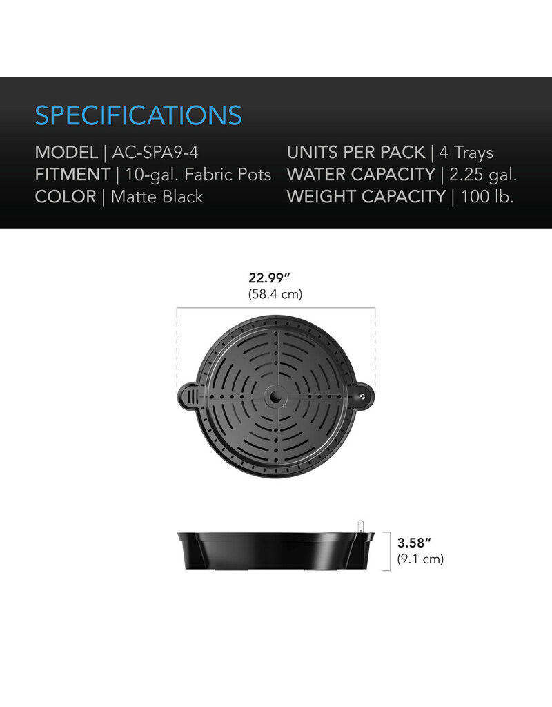 Self Watering Fabric Pot Base 4 Pack - RASA Garden Supply Company