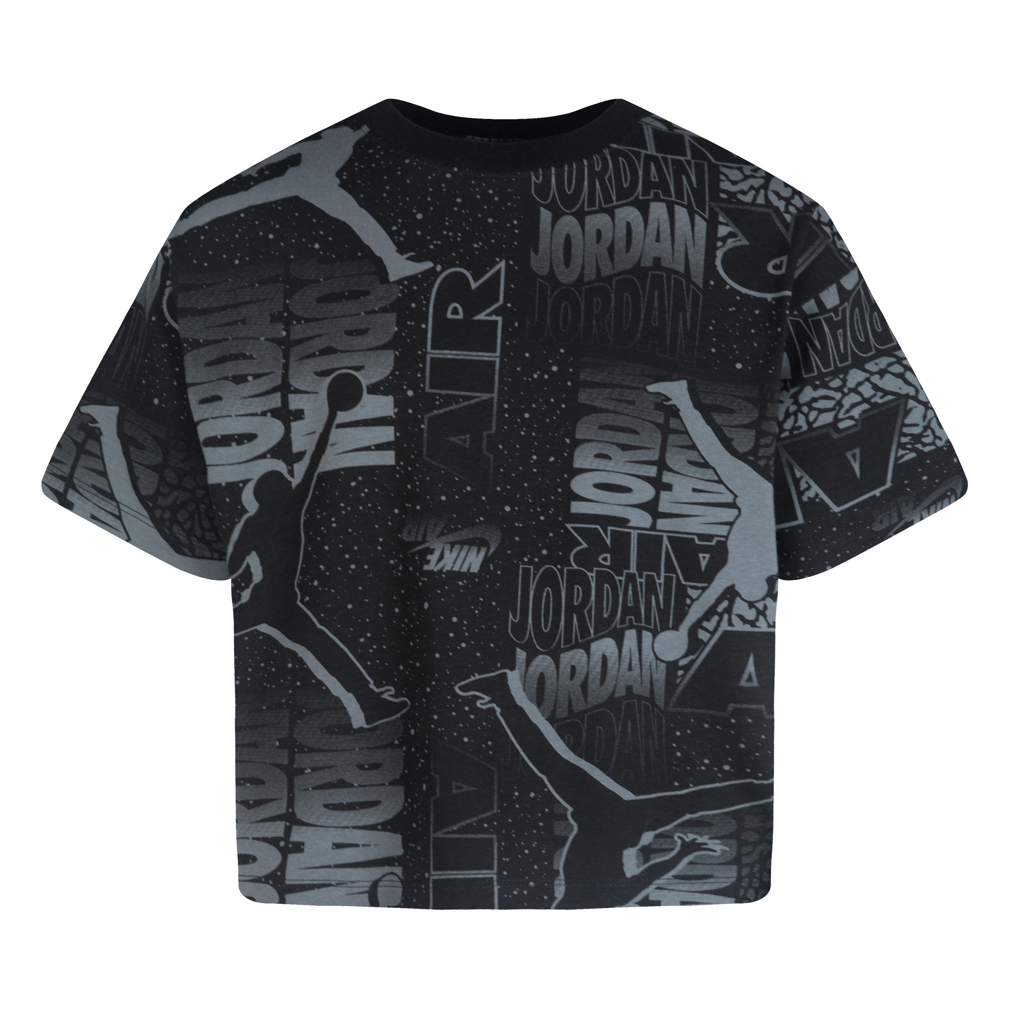 Air Jordan Kids New Wave AOP Cropped Tee 'Black' 45C227 023 - Sam Tabak
