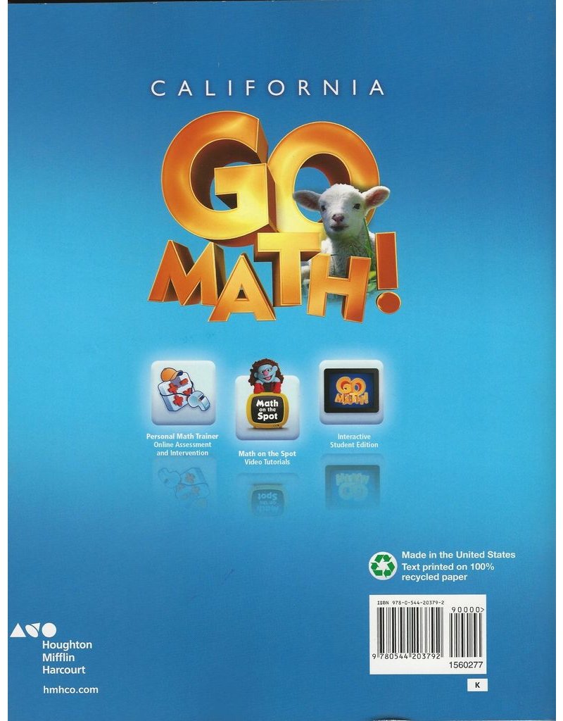 Houghton Mifflin Harcourt Go Math California Student Edition Grade K