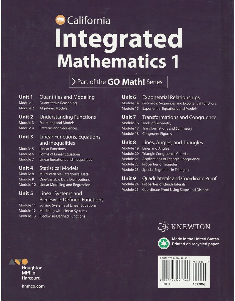 HMH Integrated Math 1 Student Edition J C Books HMH Integrated Math 1 Student Edition J C Books