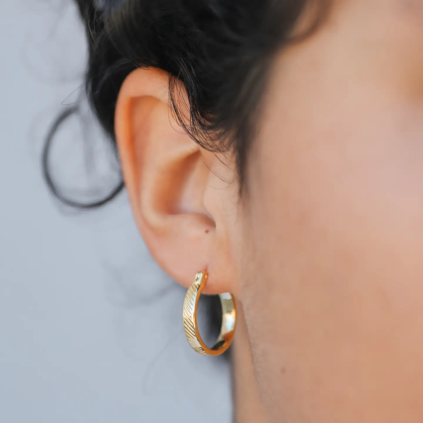 Textured Gold Hoop - The Shoe Attic