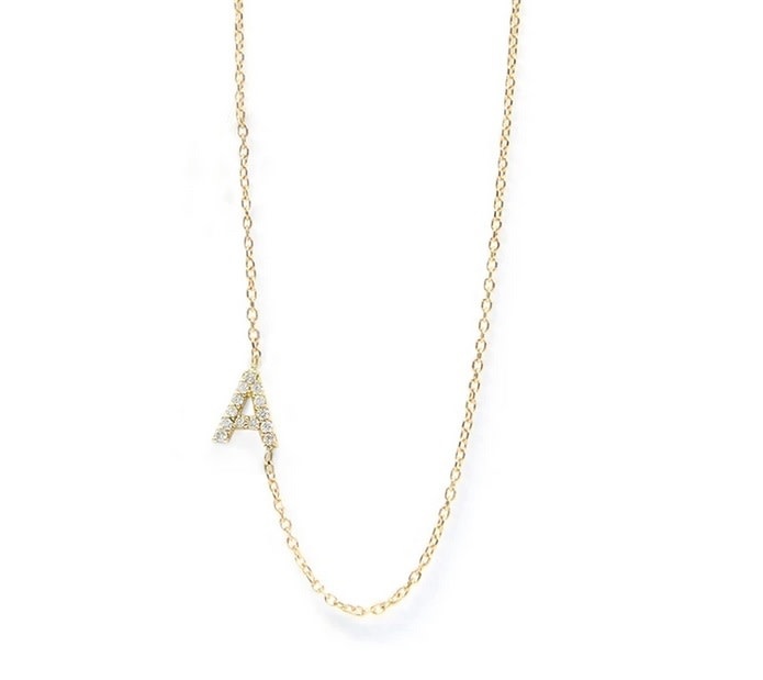 Diamond Side Initial Necklace 14kt/Diamond - Simply Elegant Boutique