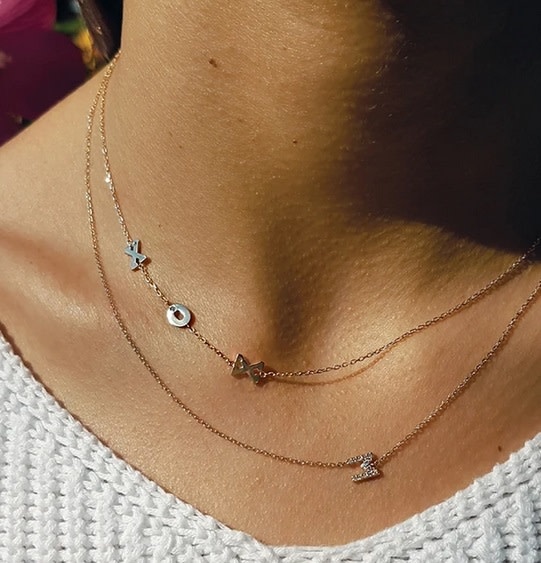 Diamond Side Initial Necklace 14kt/Diamond - Simply Elegant Boutique
