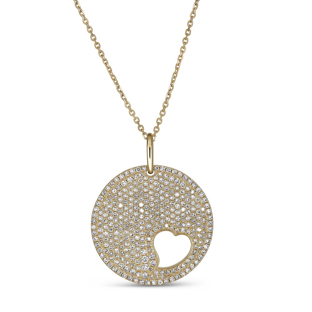 Circle w/ Heart Cut Out Necklace 14KT-0.95CTW - Simply Elegant Boutique