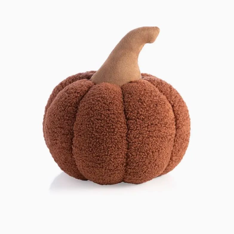 Medium Sherpa Pumpkin Pillow Rust - Simply Elegant Boutique