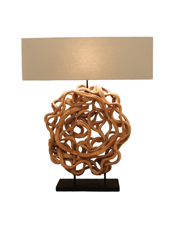 Sculpted Vine Lamp Ivory Linen Shade - Simply Elegant Boutique