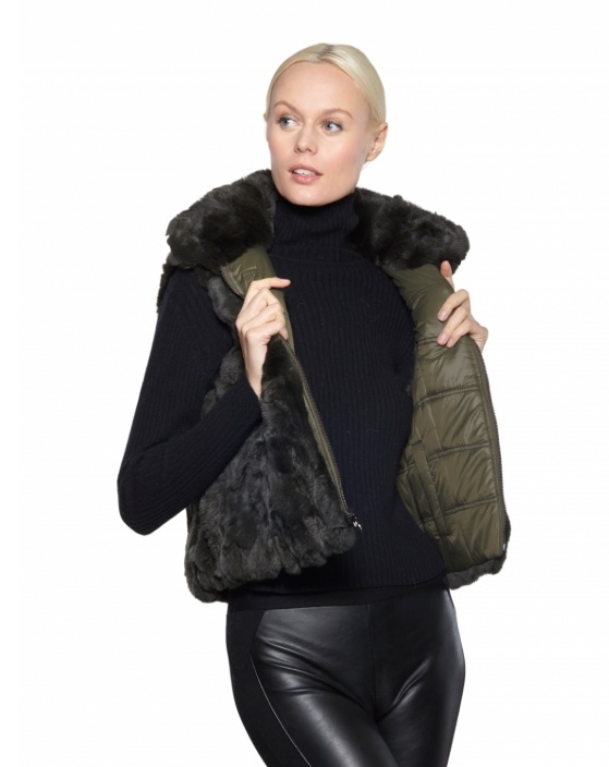 Genuine Rex Rabbit Reversible Vest - Simply Elegant Boutique