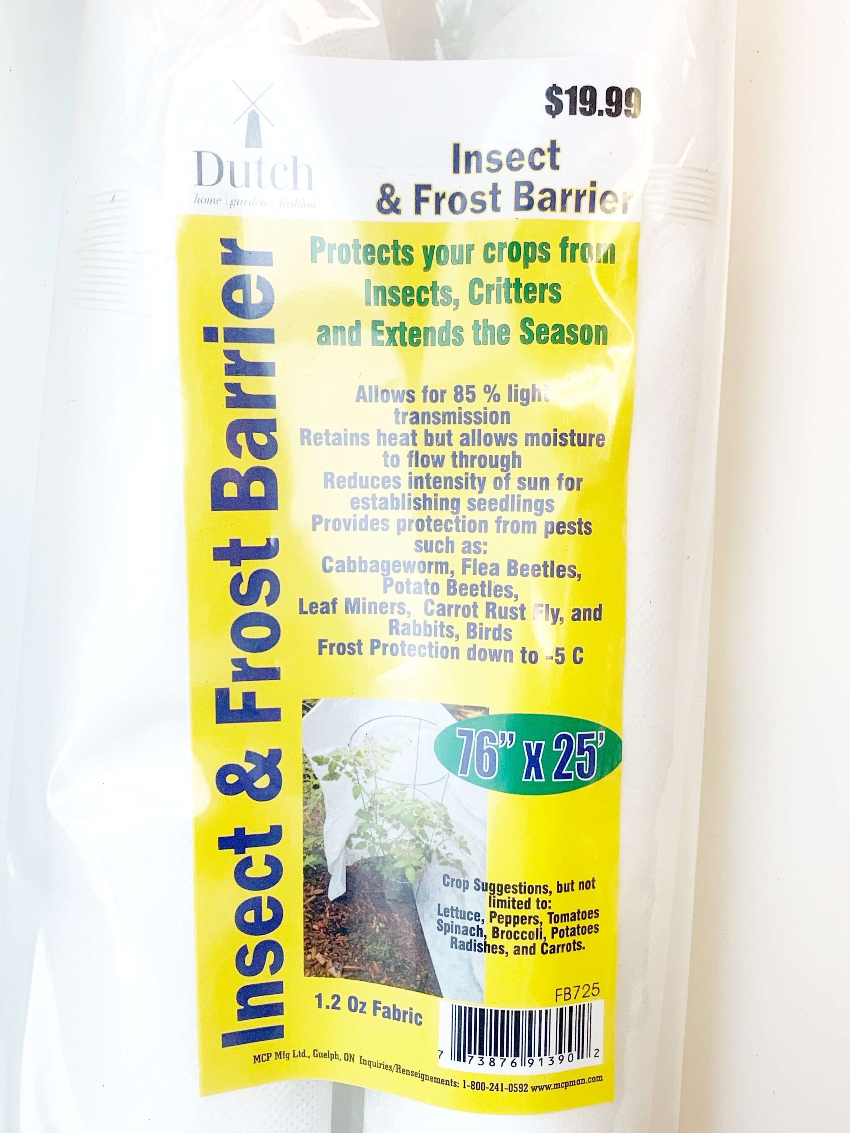 Insect and Frost Barrier 76"x25' - Dutch Growers Saskatoon