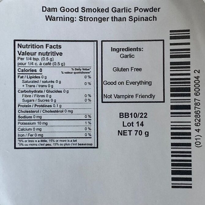 Smoked Garlic Powder 70g - Dutch Growers Saskatoon