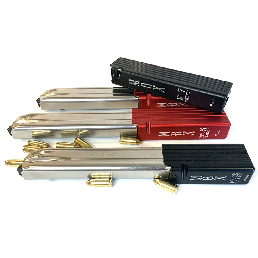 MBX Extreme Glock Steel 170mm Magazine 9mm w/ 7" Black Mag Extension ...