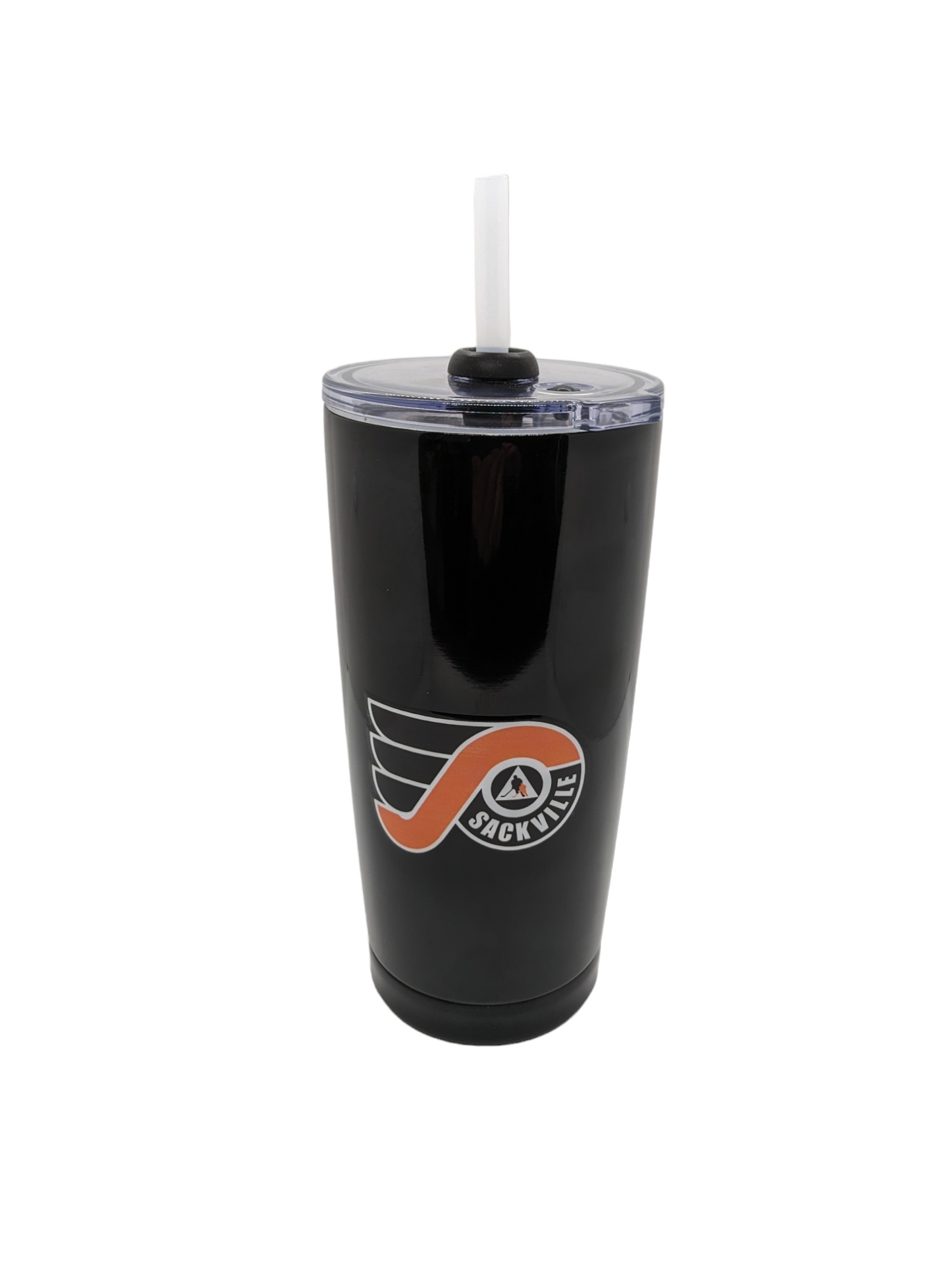 SACKVILLE FLYERS 600ML STAINLESS STEEL TRAVEL TUMBLER W/ STRAW BLACK ...