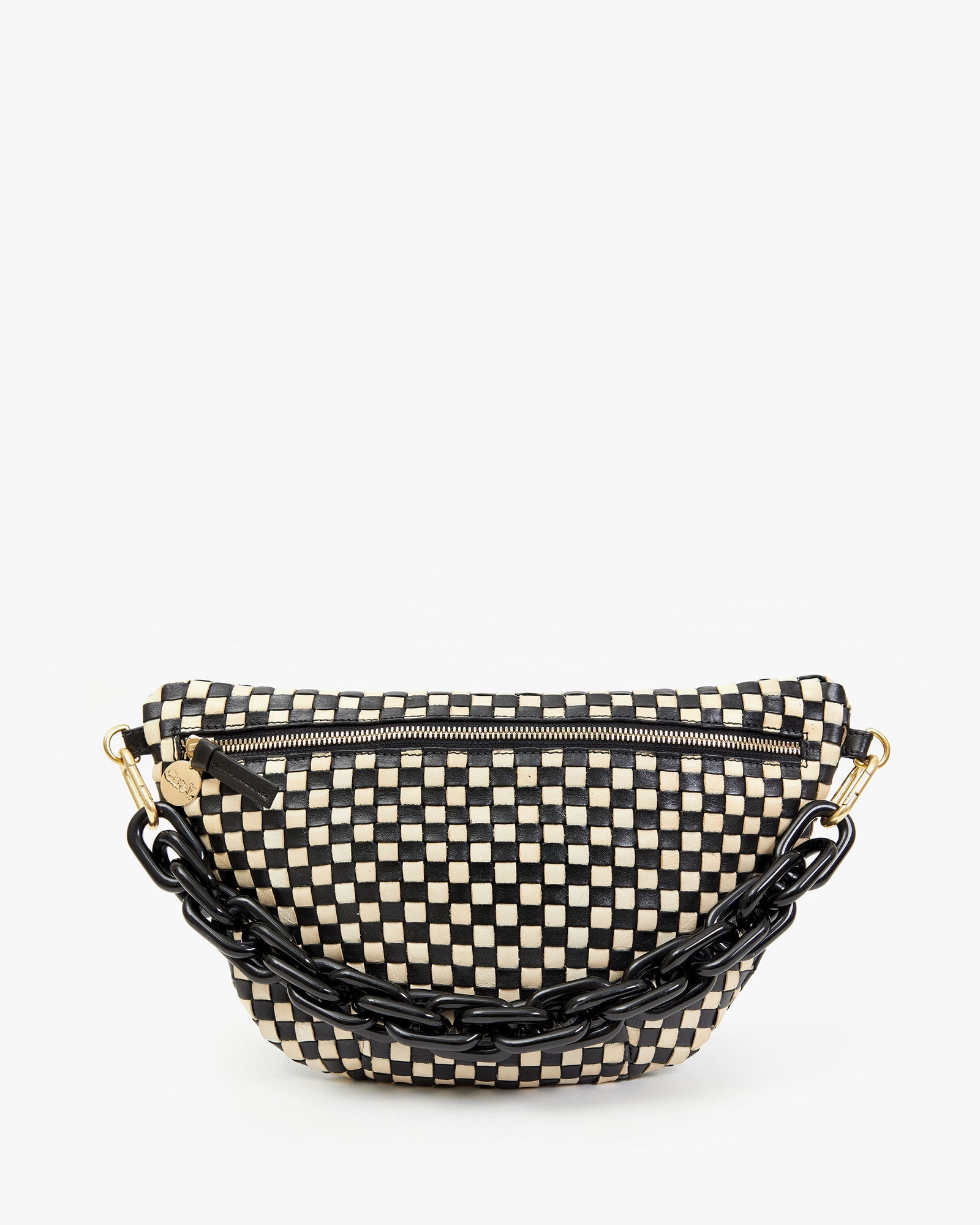 LABEL | Clare V. Grande Fanny - Black & Cream Woven Checker - LABEL