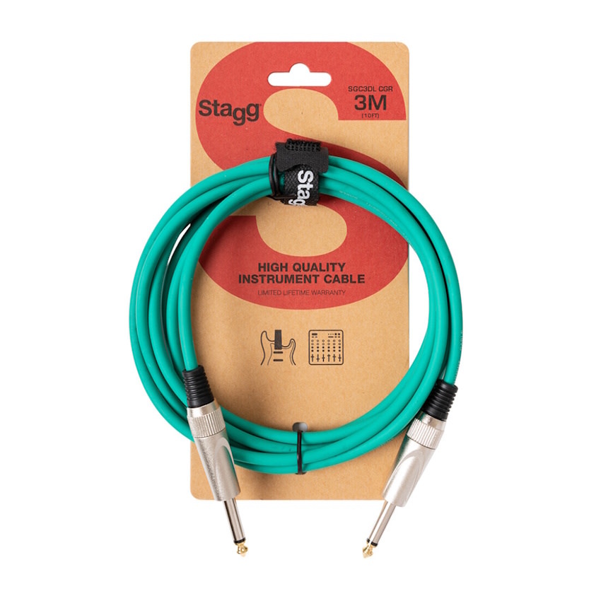 NEW Stagg SGC3DL Instrument Cable - Green - 10' - Mountain Music Exchange