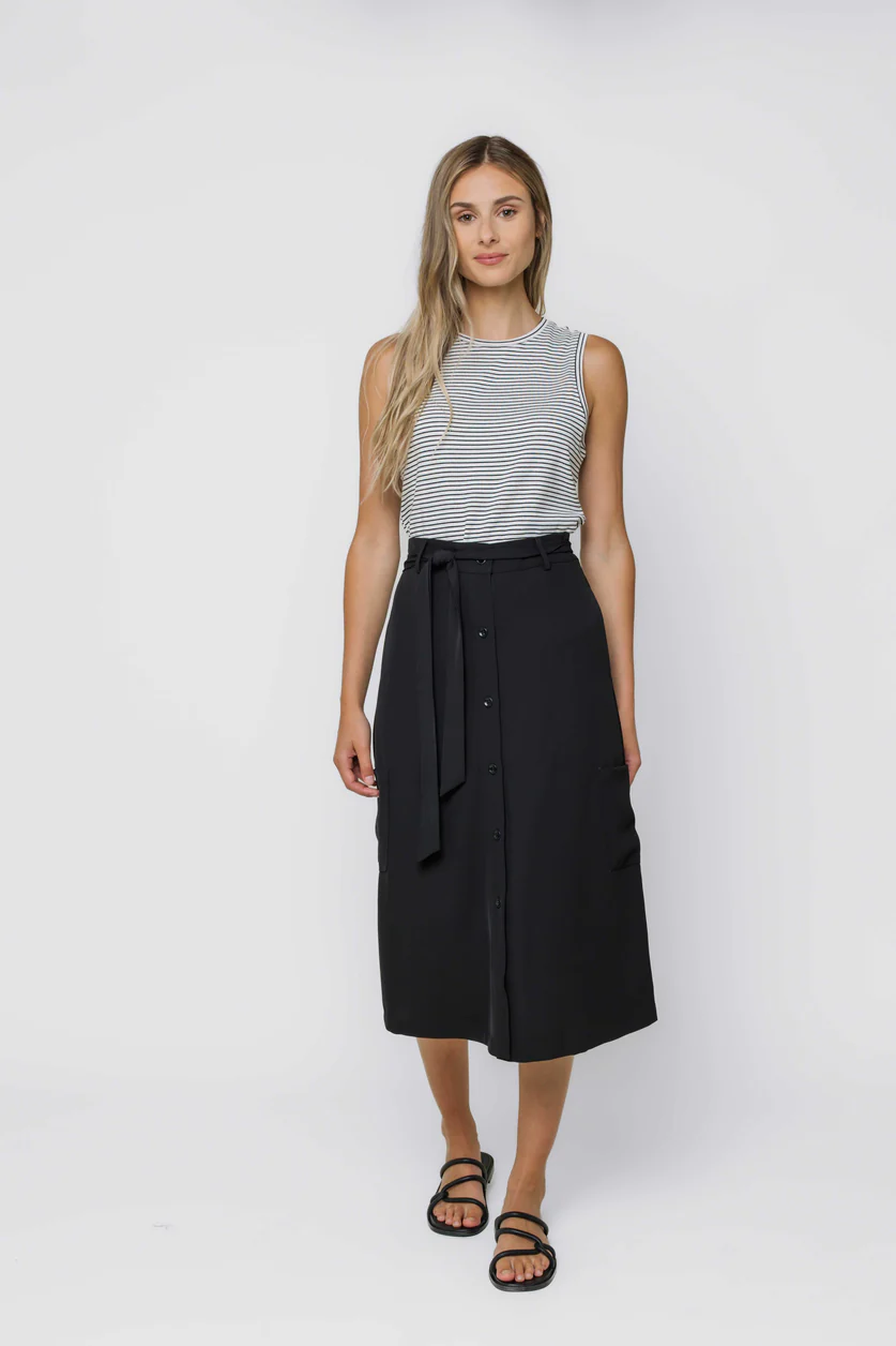 Sally Button Front Midi - White Bull Clothing Co
