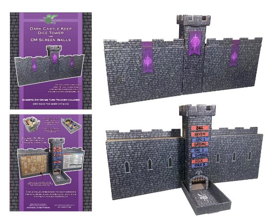Role 4 Initiative Dark Castle Dice Tower with Tracker and DM Screen (Black) - Le Griffon