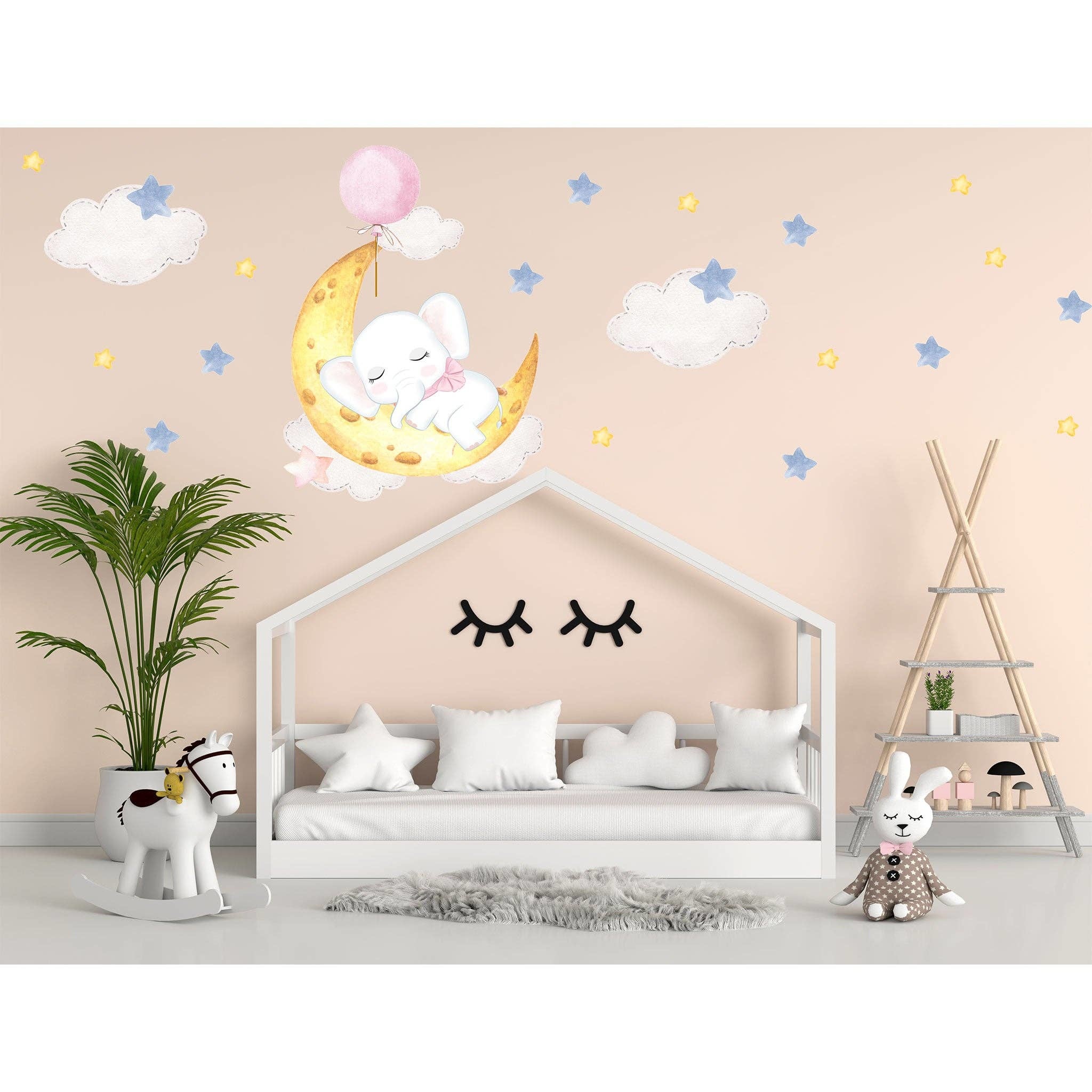 HELLO BEAUTIFUL DESIGNS CUTE ELEPHANT ASLEEP ON BIG MOON REUSABLE ...