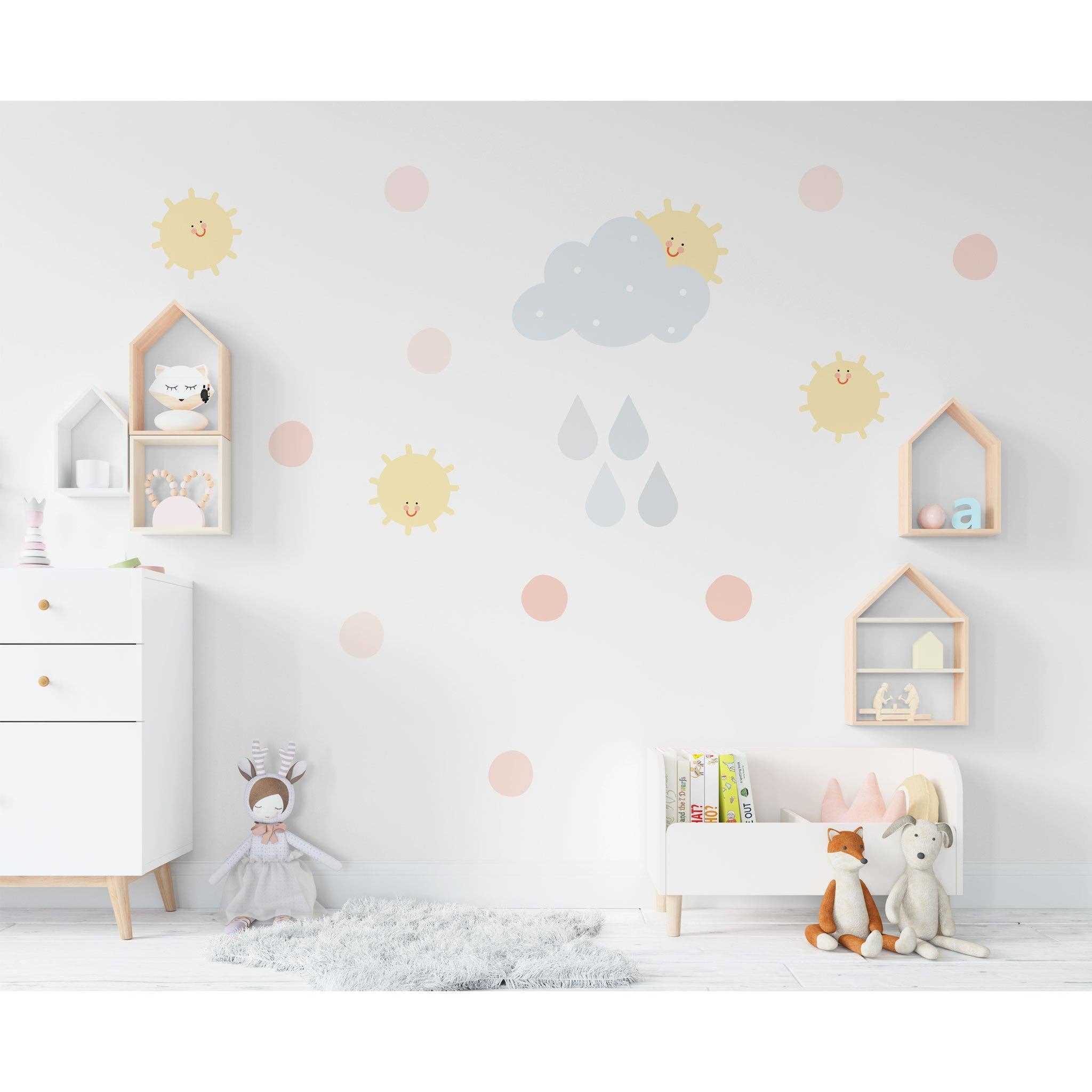 HELLO BEAUTIFUL DESIGNS SUN AND RAIN CLOUDS NURSERY WALL STICKERS ...
