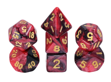 7 Set MINI Polyhedral Dice - Red/Black Blend - Phoenix Fire Games